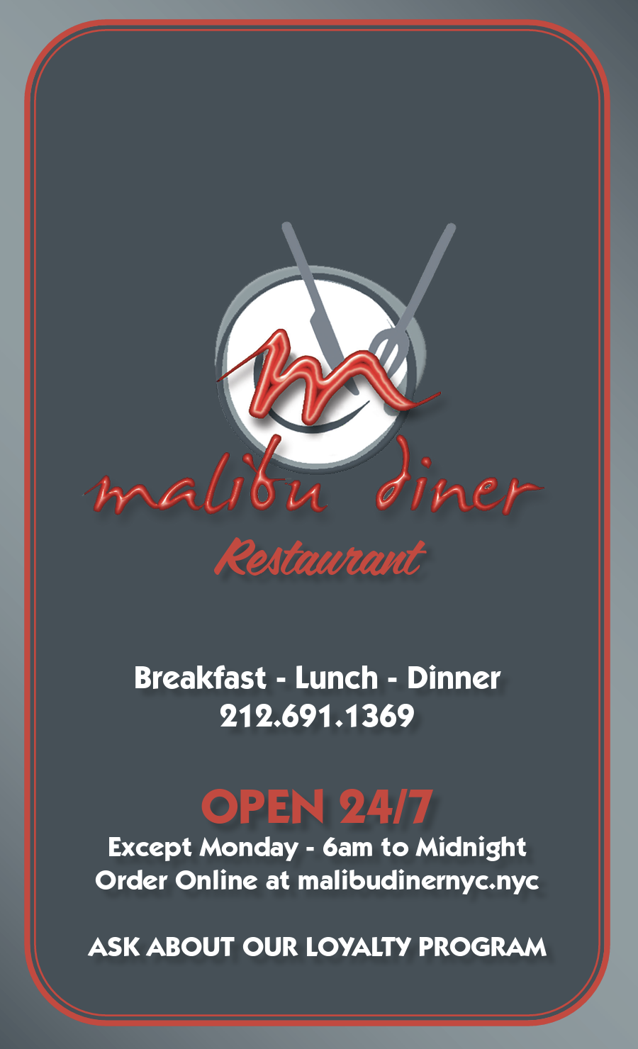 menu – Malibu Diner NYC